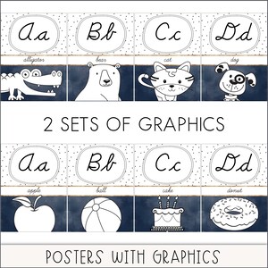 Cursive Alphabet Posters With Graphics Boho Plants Classroom Decor ...