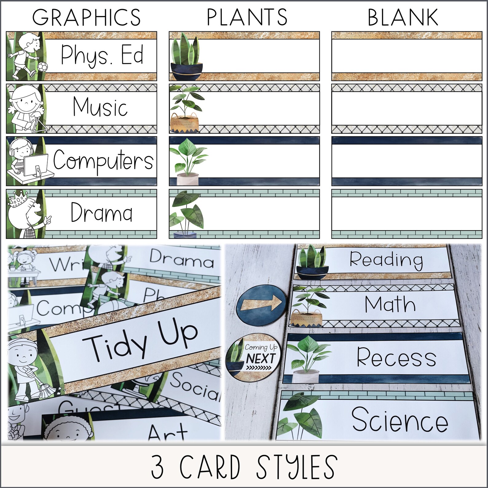 Classroom Schedule Cards With Graphics | Boho Visual Classroom Schedule ...