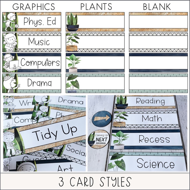 Classroom Schedule Cards With Graphics Boho Visual Classroom - Etsy