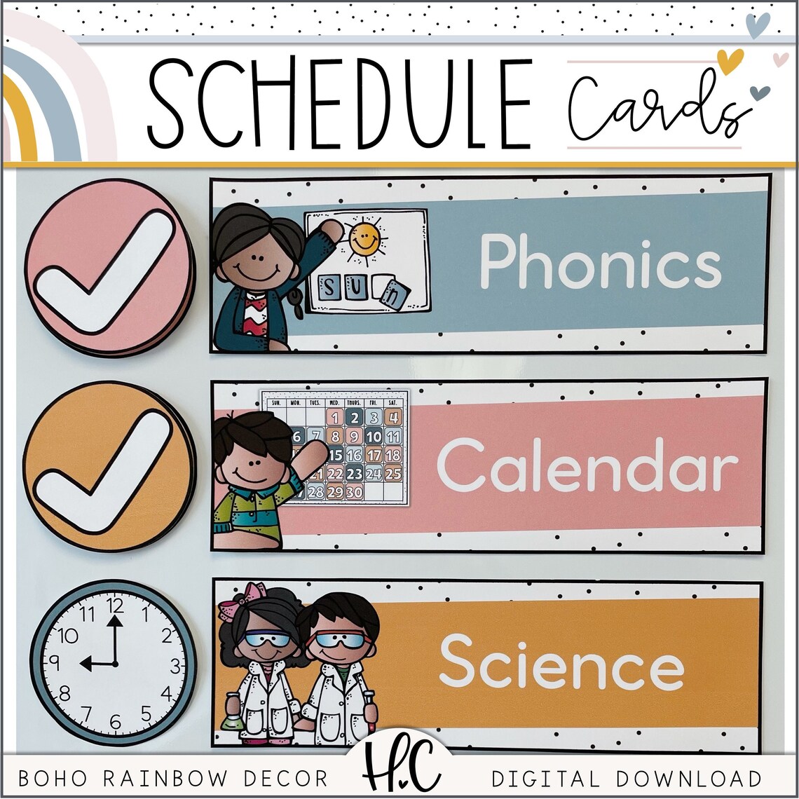 Classroom Schedule Cards Boho Rainbow Classroom Decor - Etsy