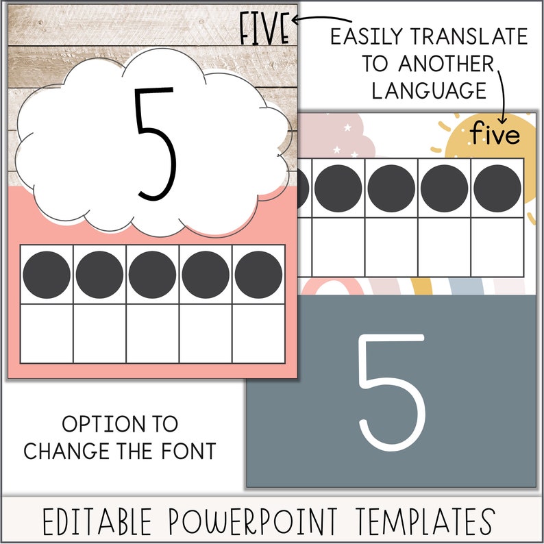 Boho Rainbow Number Posters Ten Frames Posters Classroom - Etsy