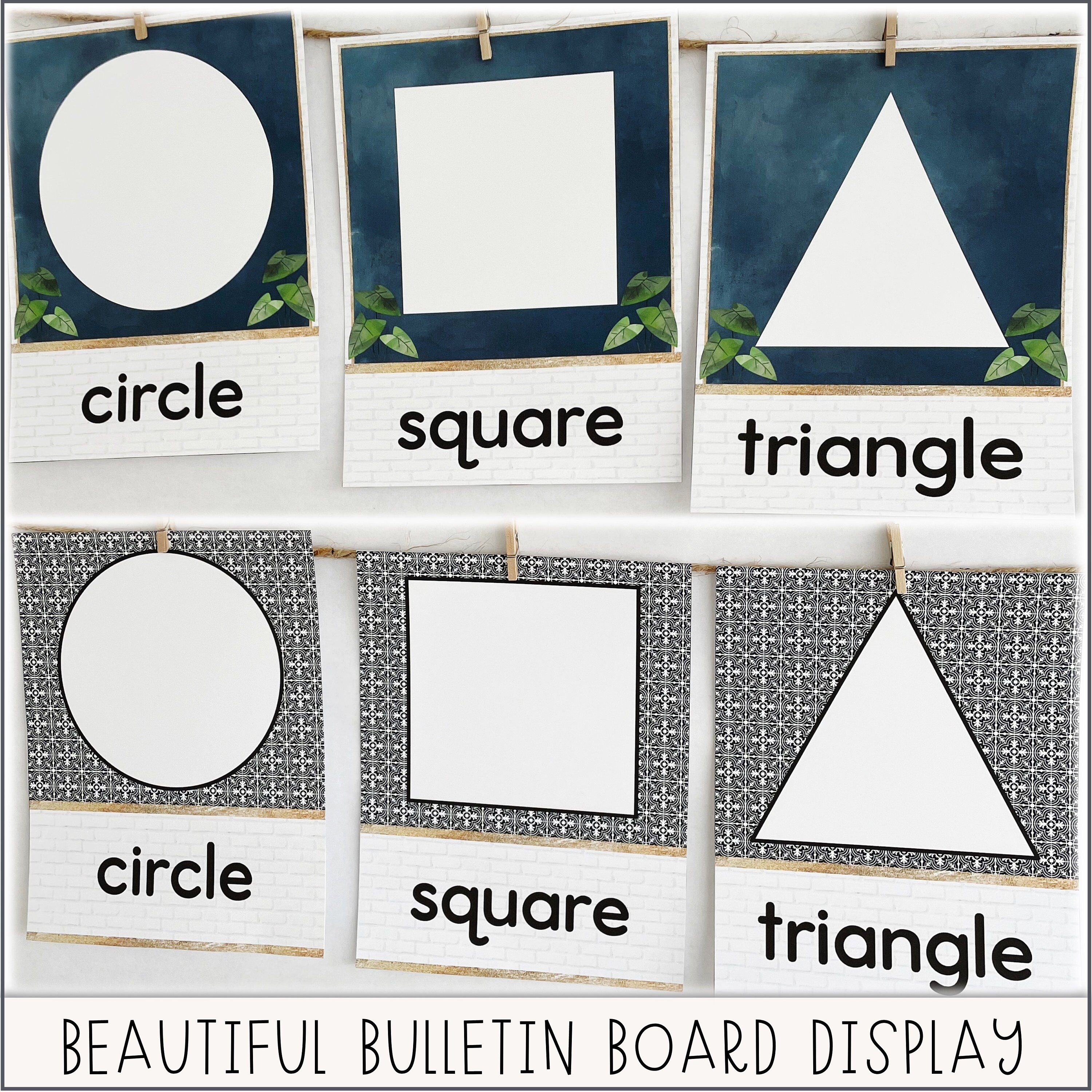 Classroom Shape Posters With 2D and 3D Shapes | Modern Boho Plants ...