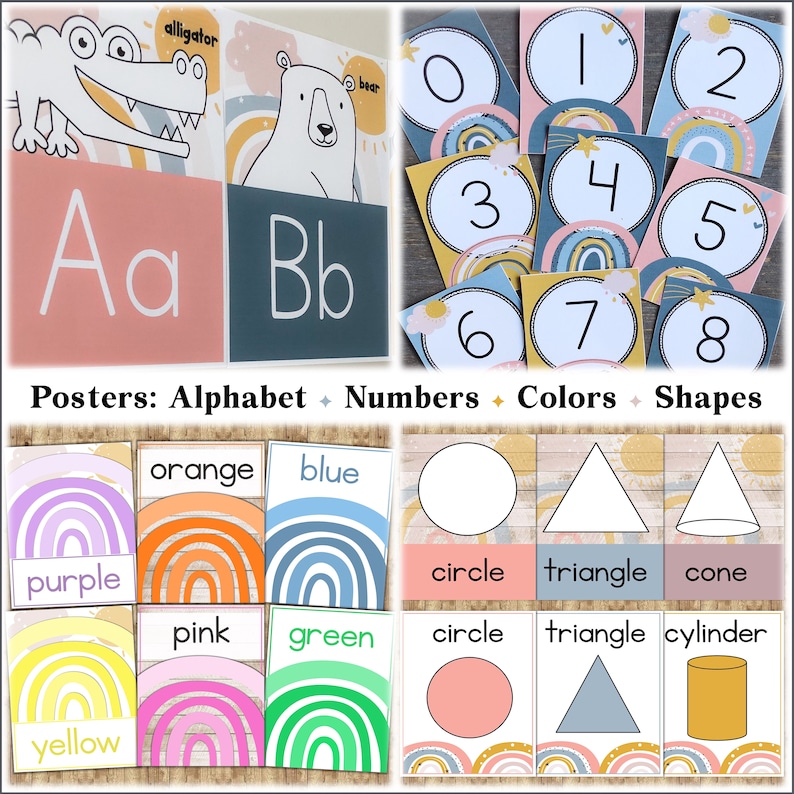 Boho Rainbow Classroom Decor Bundle Modern Classroom Decor - Etsy