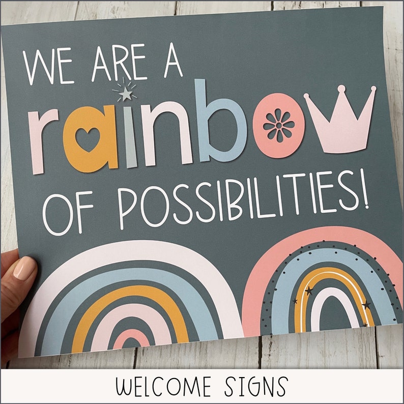 Classroom Door Decor Editable Door Decor for Boho Rainbow - Etsy