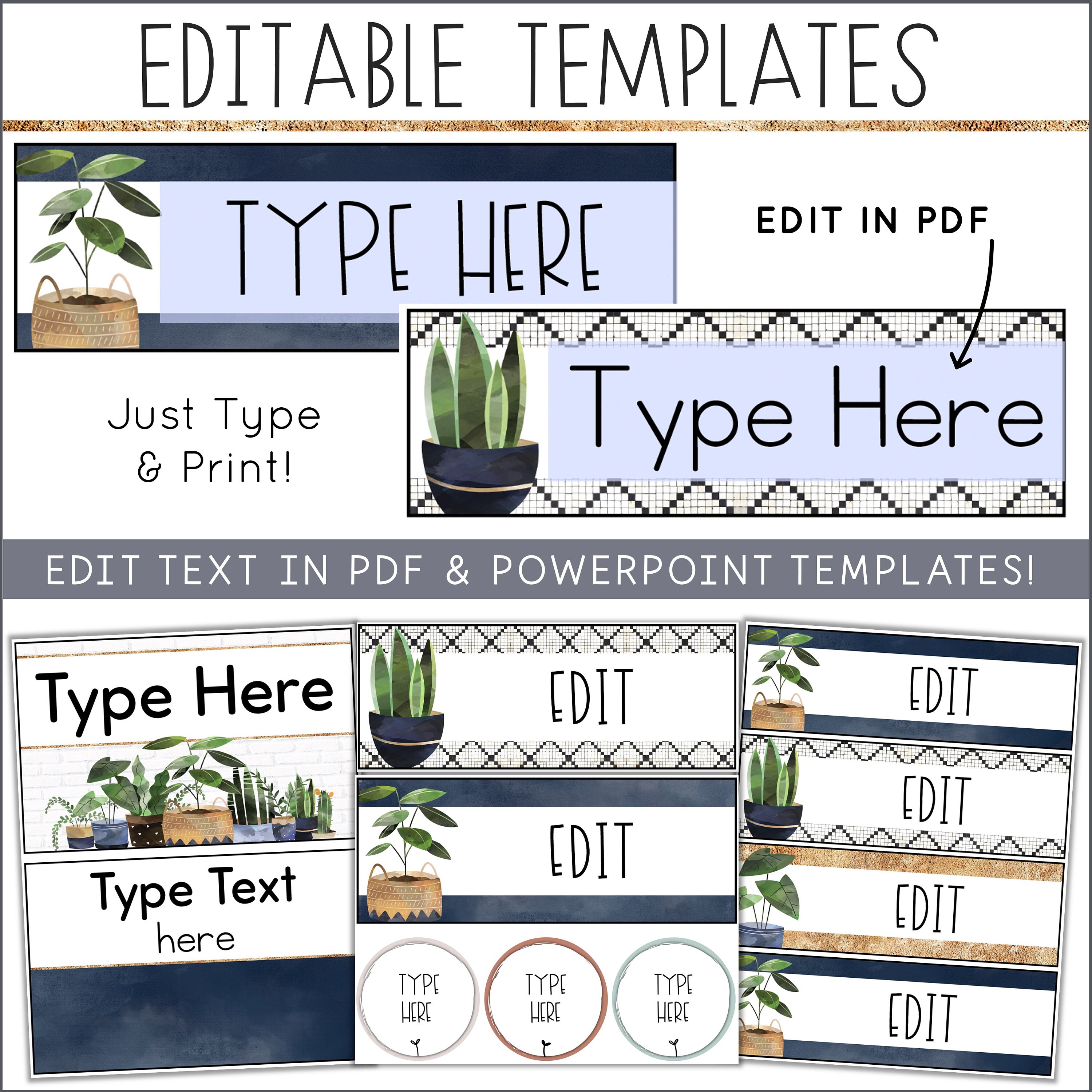 Boho Classroom Calendar Boho Plants Editable Classroom - Etsy