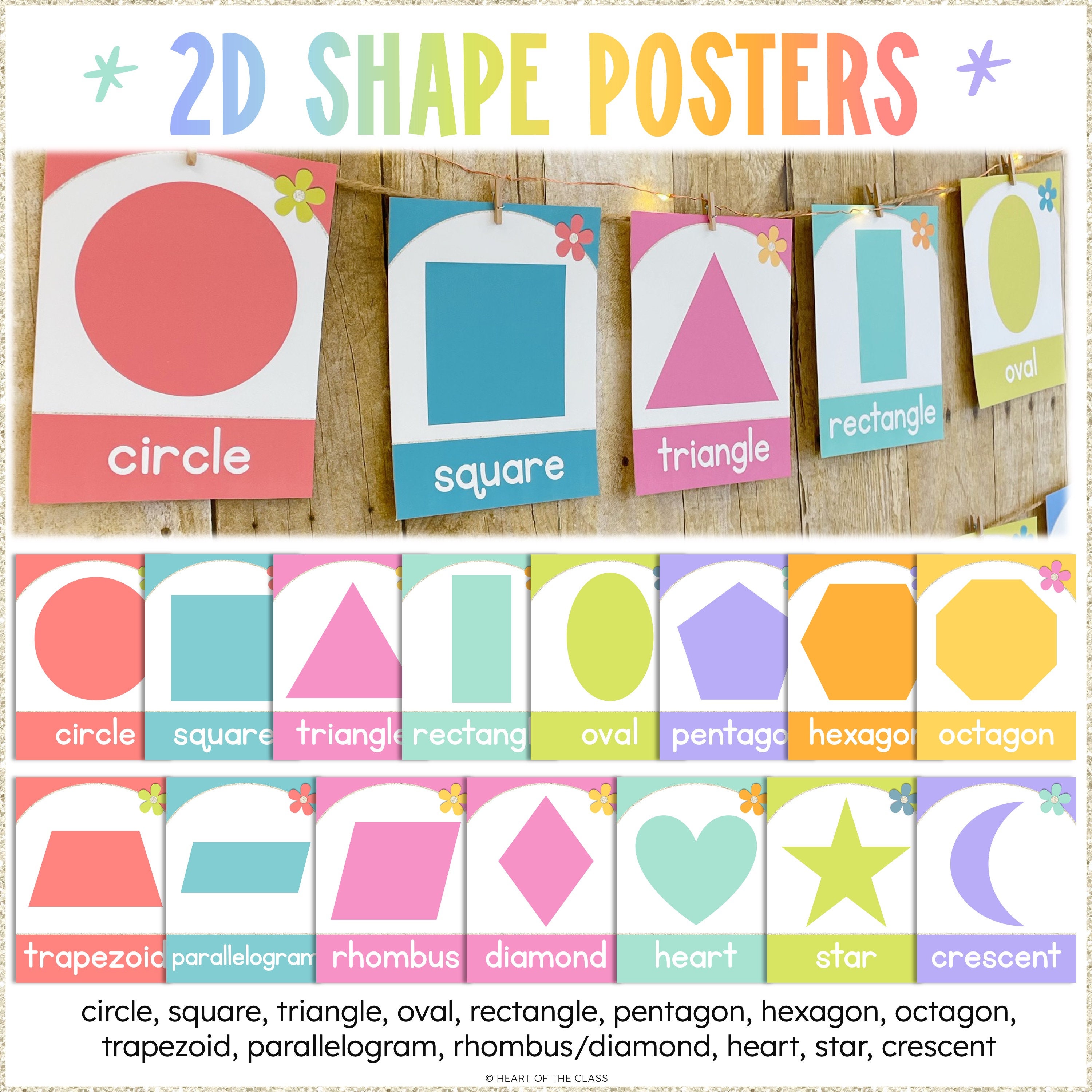 Classroom Shape Posters With 2D and 3D Shapes | Editable Text | Hello ...