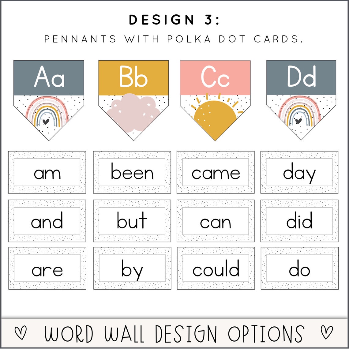 Boho Rainbow Classroom Word Wall | Editable Word Wall | Sight Word ...