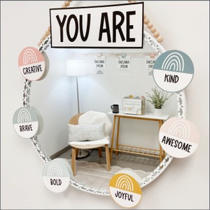 Affirmation Station | Boho Rainbow Classroom Decor | Affirmation Mirror ...
