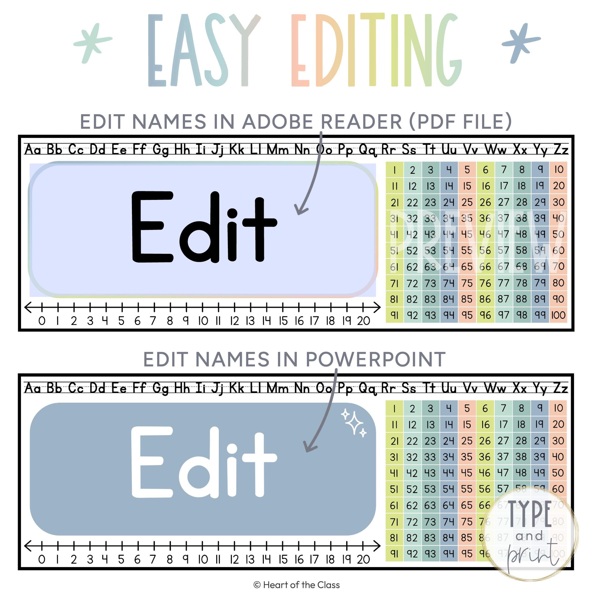 Student Desk Name Tags Editable Labels | Desk Name Plates With Alphabet ...