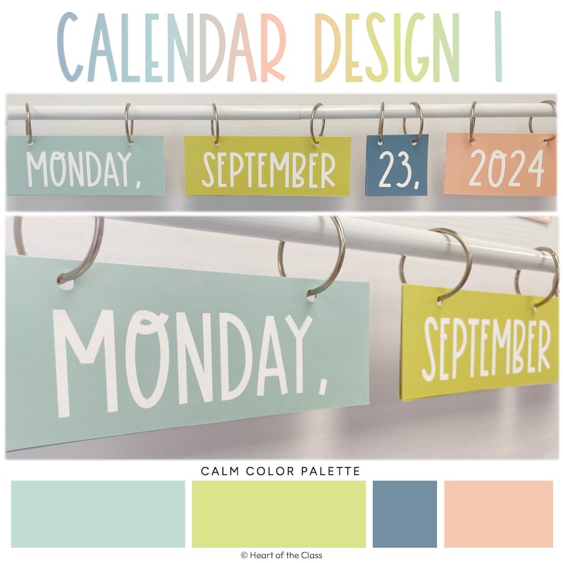 Hello Calm Classroom Flip Calendar Cards for Magnetic Rod | Editable ...