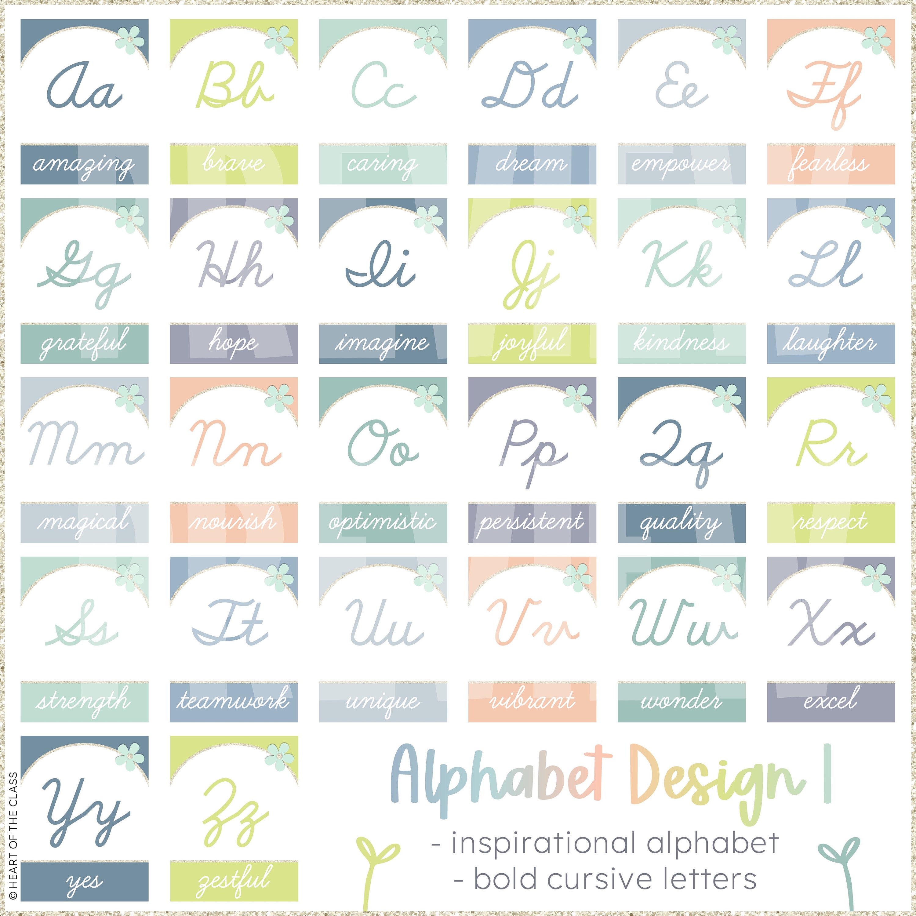 Classroom Cursive Alphabet Posters Hello Calm Classroom Decor Printable ...