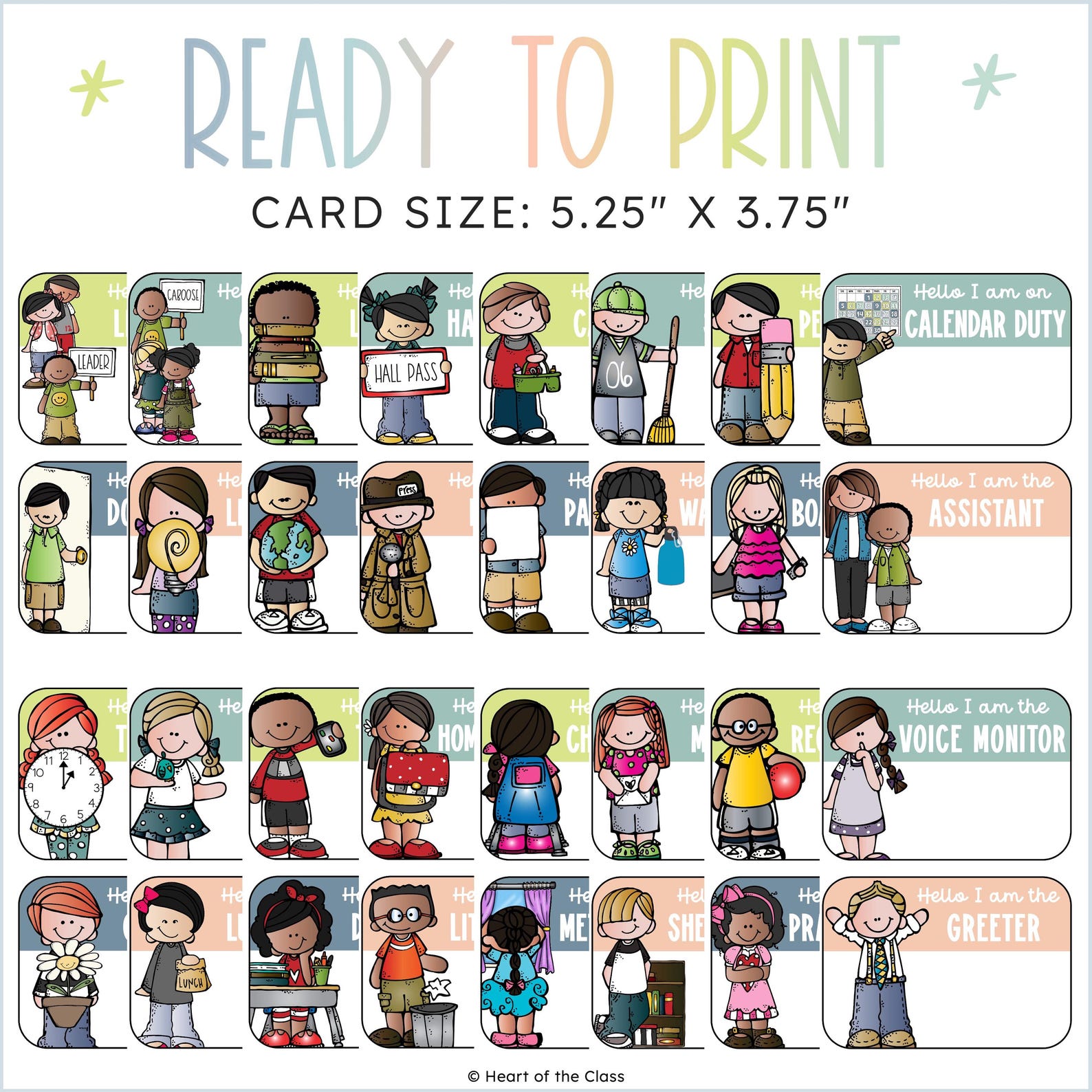 Hello Calm Classroom Jobs Display With Graphics and Editable Job Titles ...