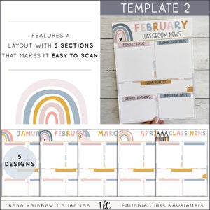 Classroom Newsletters | Boho Rainbow Classroom Decor | Editable ...