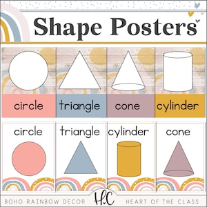 Classroom Shape Posters With 2D and 3D Shapes | Editable Text | Boho ...