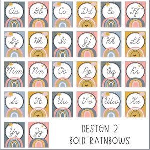 Cursive Alphabet Posters | Boho Rainbow Classroom Cursive Posters ...