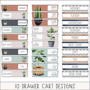 Rolling Cart Editable Labels | Cart Labels for Modern Boho Classroom ...