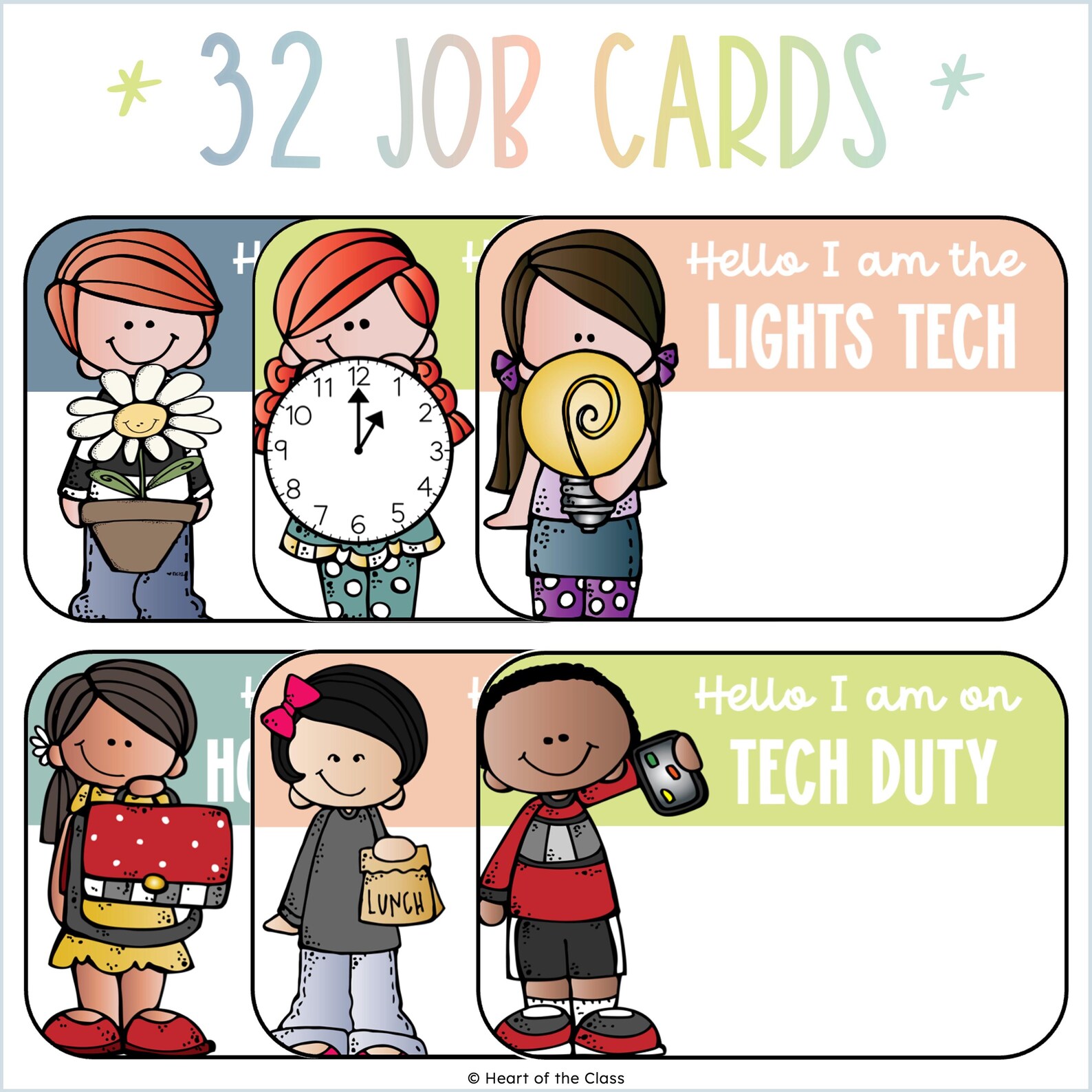 Hello Calm Classroom Jobs Display With Graphics and Editable Job Titles ...