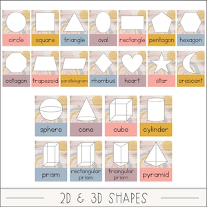 Classroom Shape Posters With 2D and 3D Shapes | Editable Text | Boho ...
