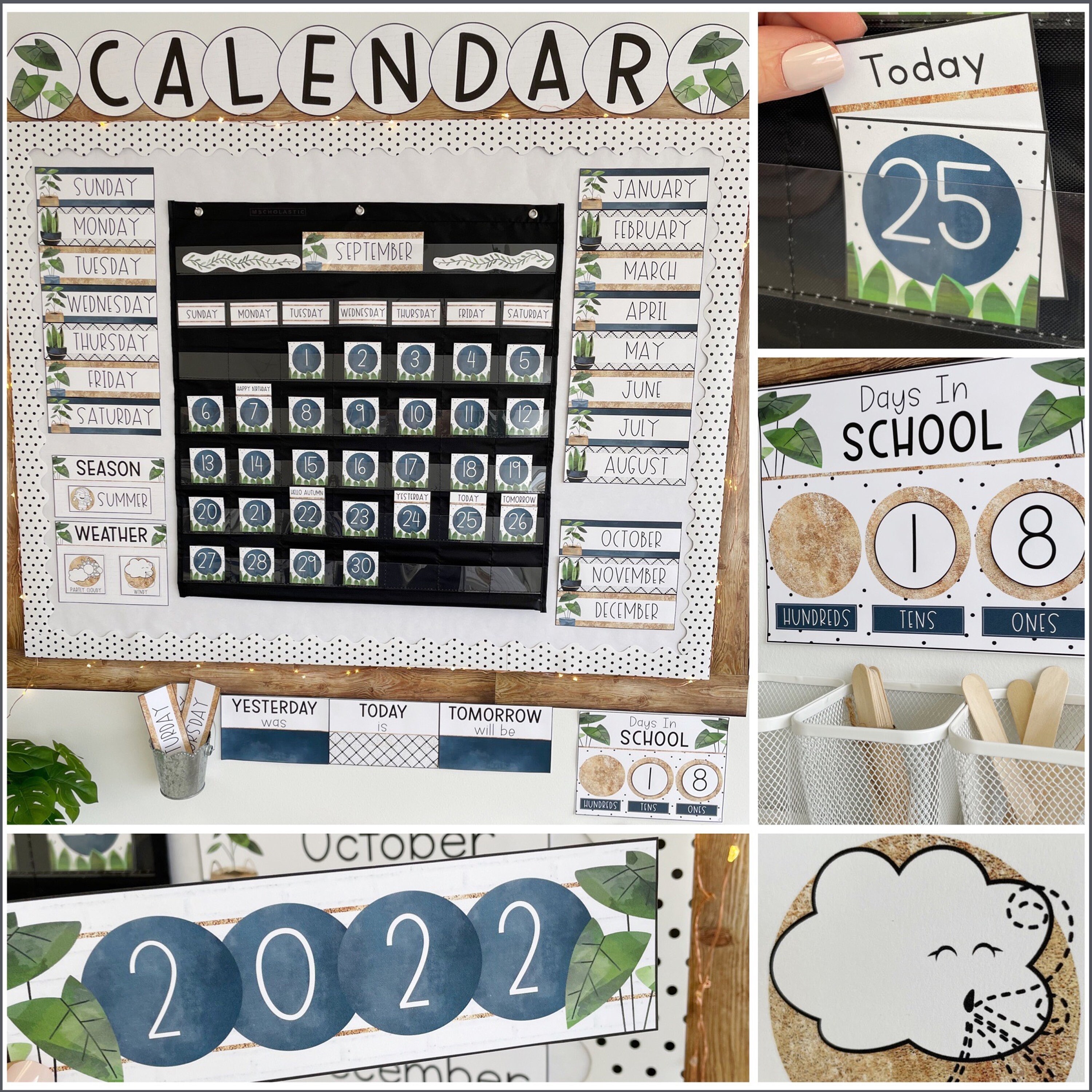 Boho Classroom Calendar Boho Plants Editable Classroom - Etsy