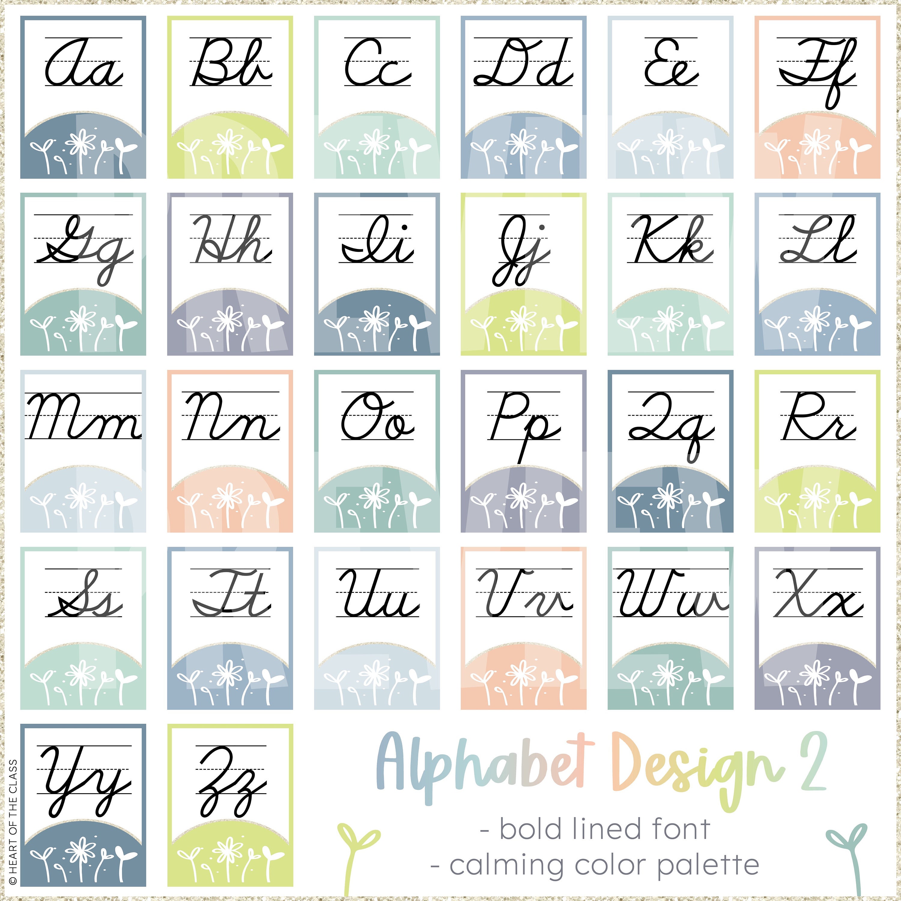 Classroom Cursive Alphabet Posters Hello Calm Classroom Decor Printable ...