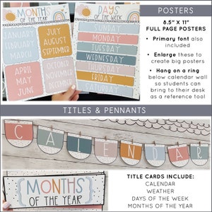 Classroom Calendar | Boho Rainbow Classroom Decor | Editable Classroom ...