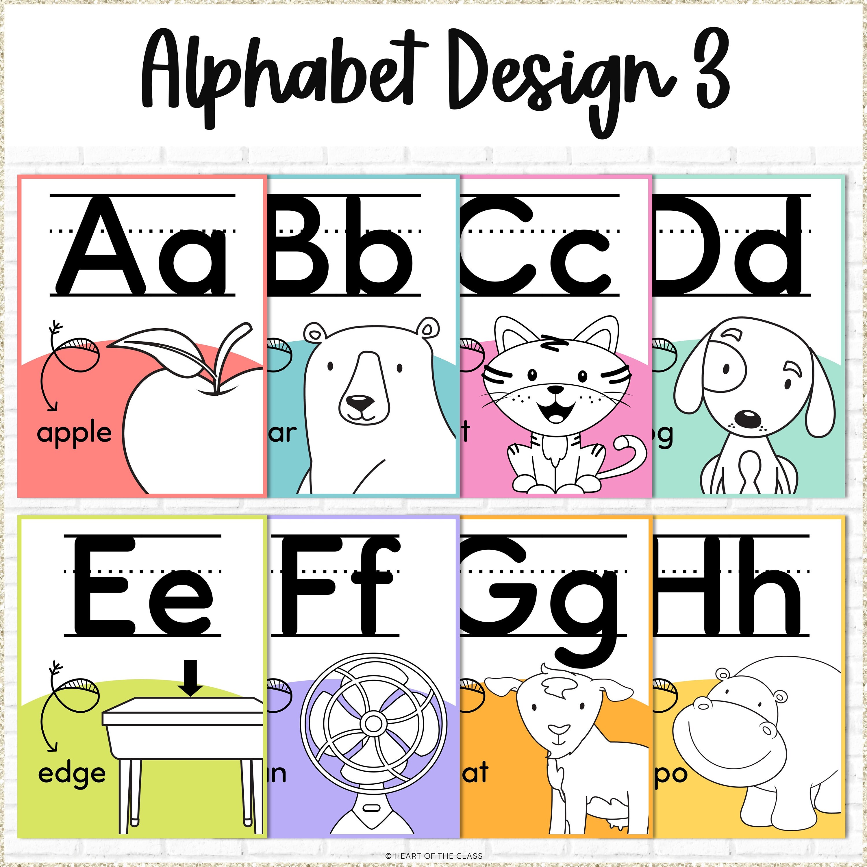 Classroom Alphabet Posters Hello Brights Classroom Decor Printable ...