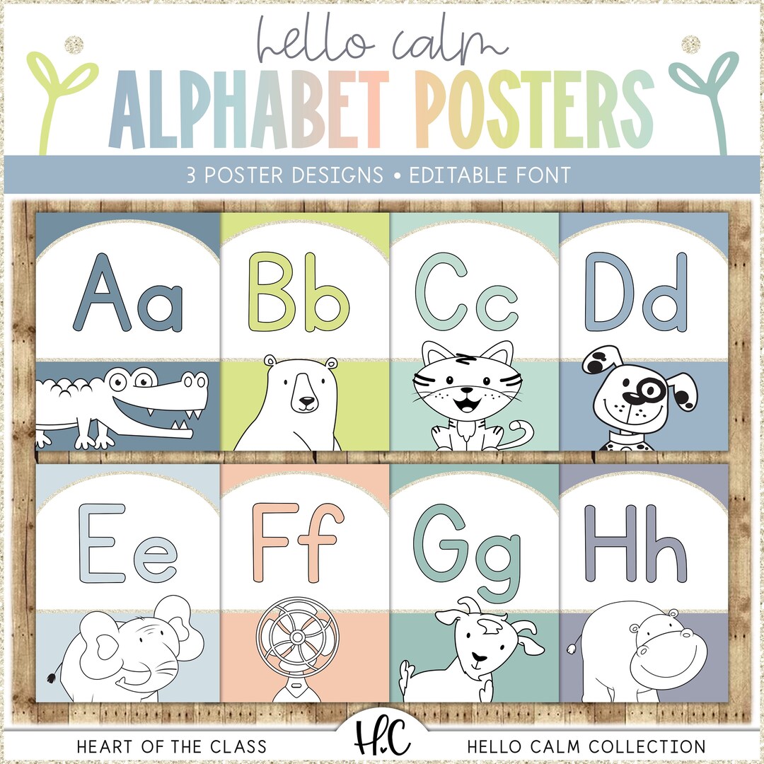 Classroom Alphabet Posters | Hello Calm Classroom Decor | Printable ...