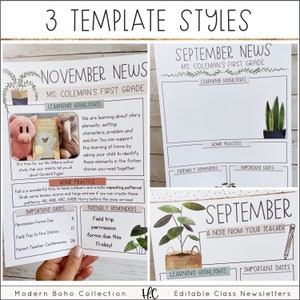 Classroom Newsletters | Boho Plants Classroom Decor | Editable ...