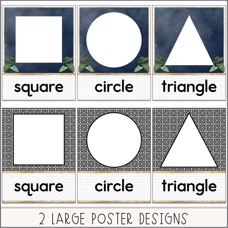 2D and 3D Shape Posters for the Classroom Boho Plants Classroom Decor ...