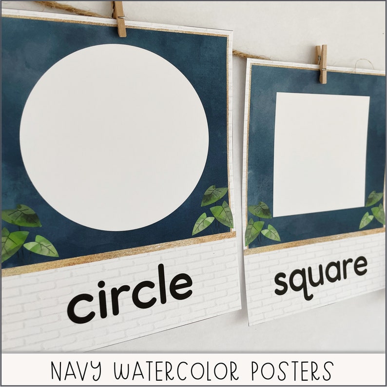 Classroom Shape Posters With 2D and 3D Shapes Modern Boho Plants ...