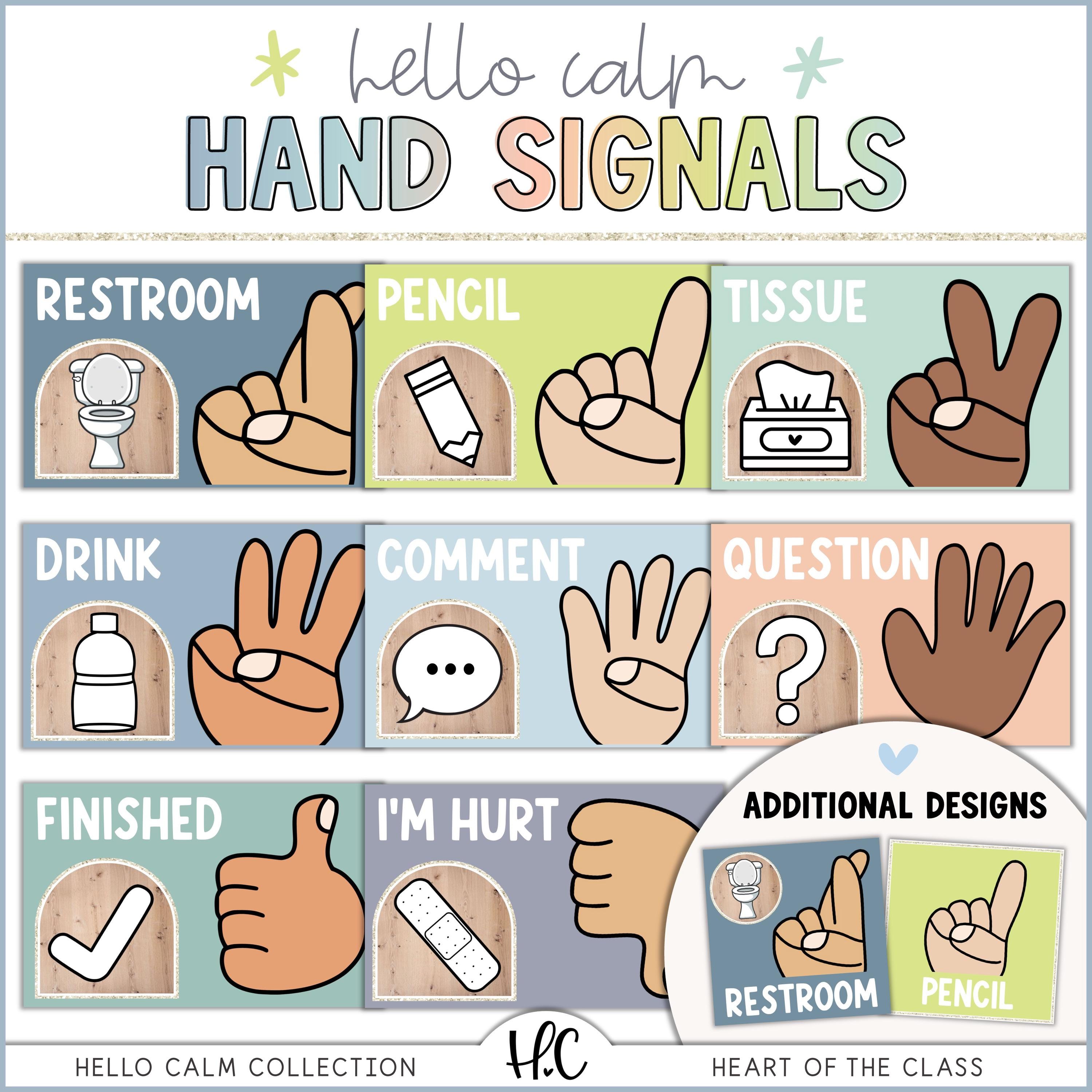 Hello Calm Classroom Hand Signals Posters Non-verbal Communication for ...