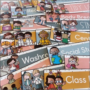 Classroom Schedule Cards | Boho Rainbow Classroom Decor | Editable ...