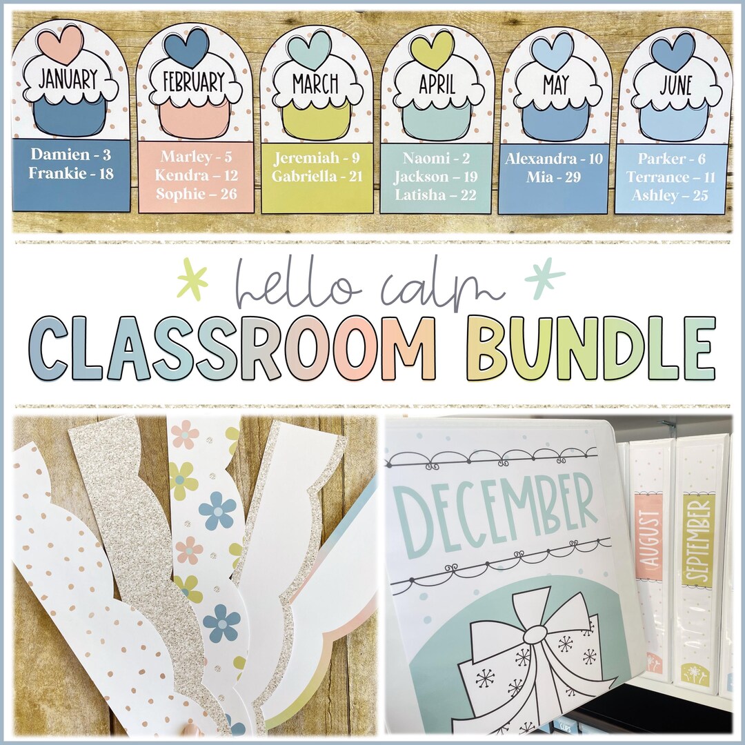 Hello Calm Classroom Decor Bundle: Editable Pastel Theme (digital ...