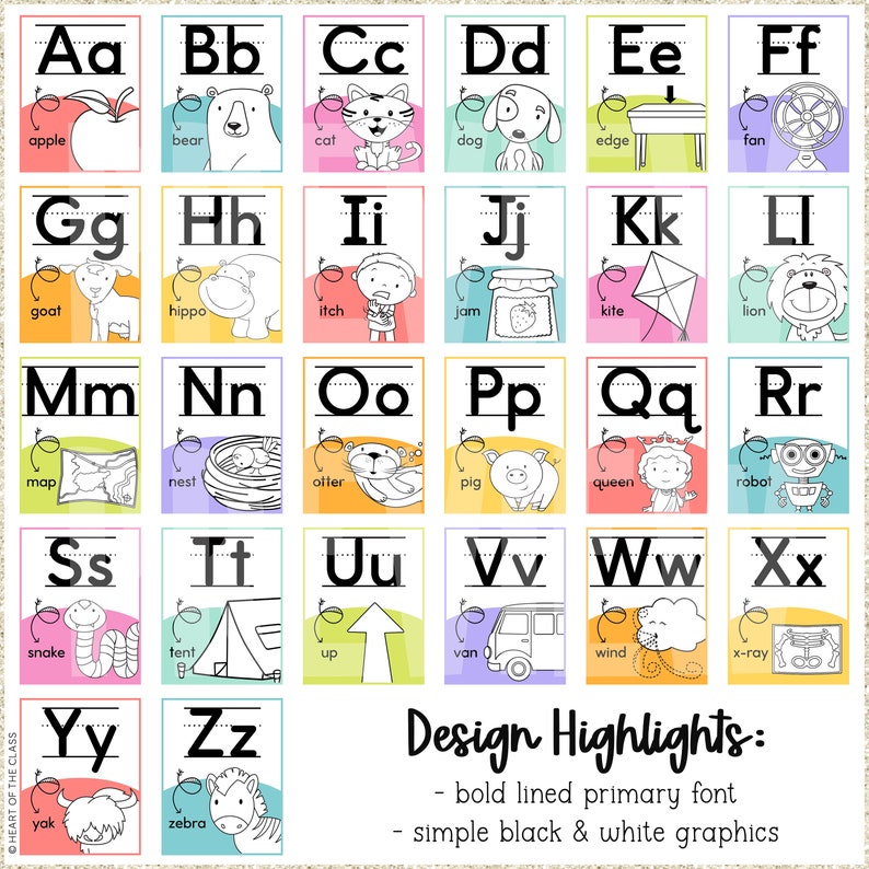 Classroom Alphabet Posters Hello Brights Classroom Decor Printable ...