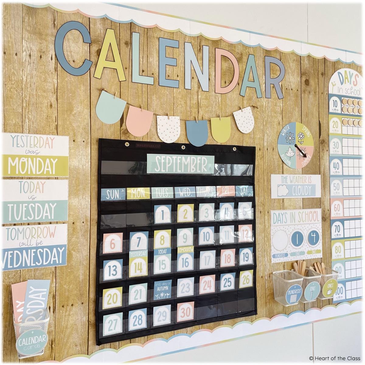 Hello Calm Classroom Calendar, Weather, and Days in School Bulletin ...