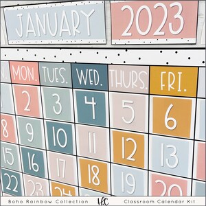 Classroom Calendar | Boho Rainbow Classroom Decor | Editable Classroom ...