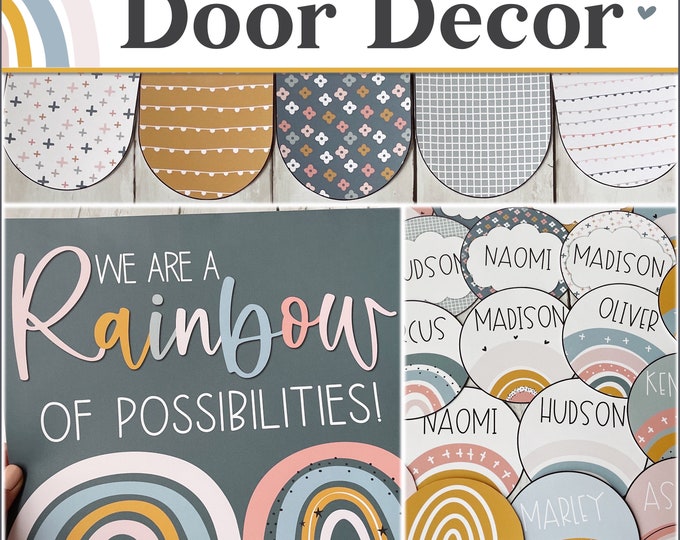 Modern Boho Rainbow Classroom Door Display - Etsy Canada