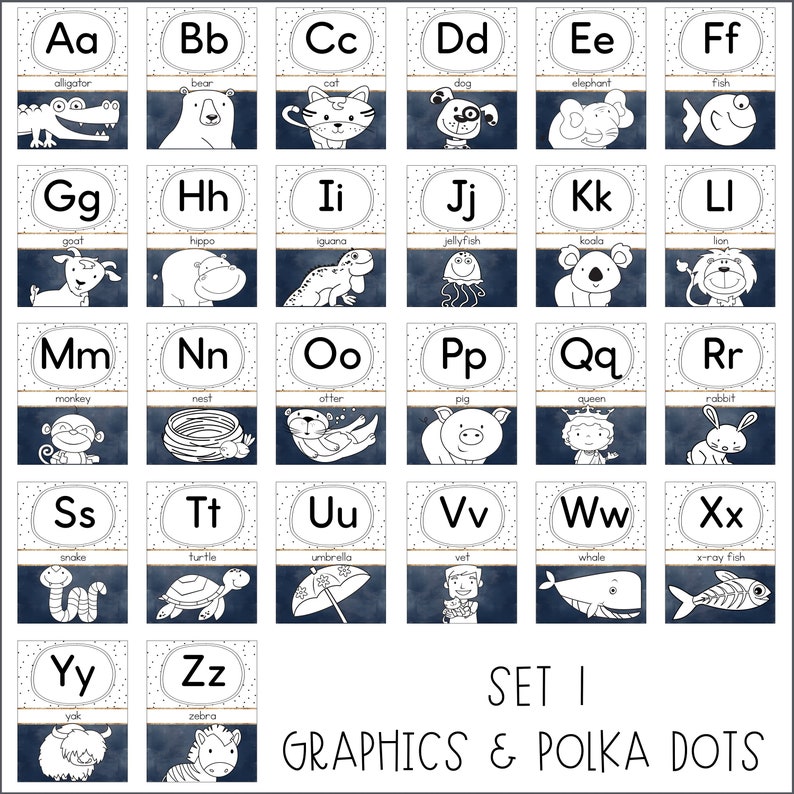 Modern Boho Classroom Alphabet Posters With Graphics Printable Alphabet ...