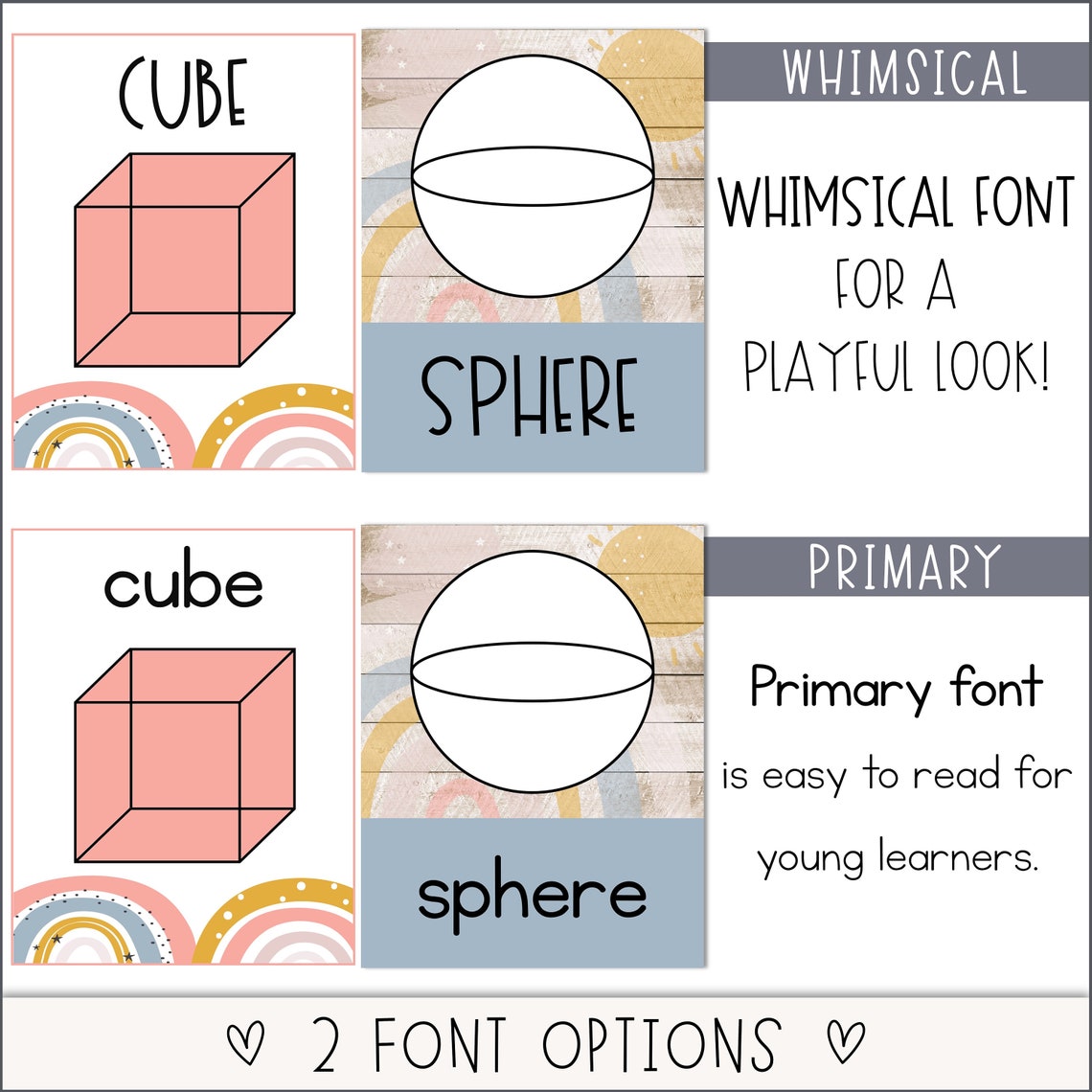 Classroom Shape Posters With 2D and 3D Shapes | Editable Text | Boho ...