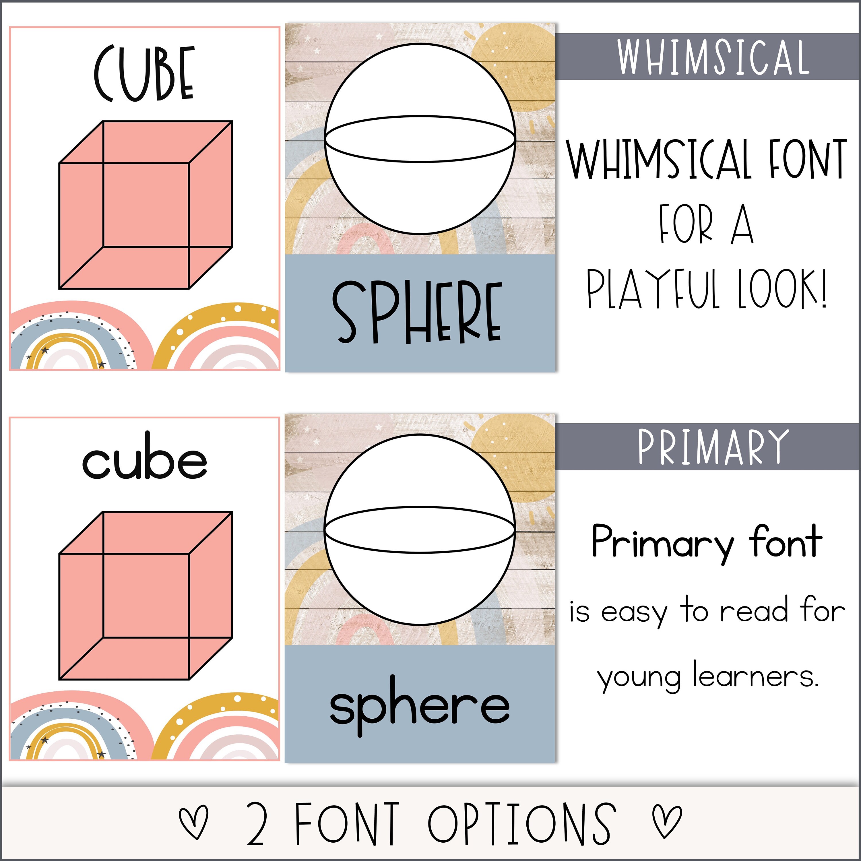 Classroom Shape Posters With 2D and 3D Shapes | Editable Text | Boho ...