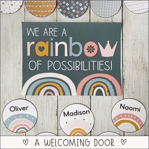 Classroom Door Decor | Editable Door Decor for Boho Rainbow Classroom ...