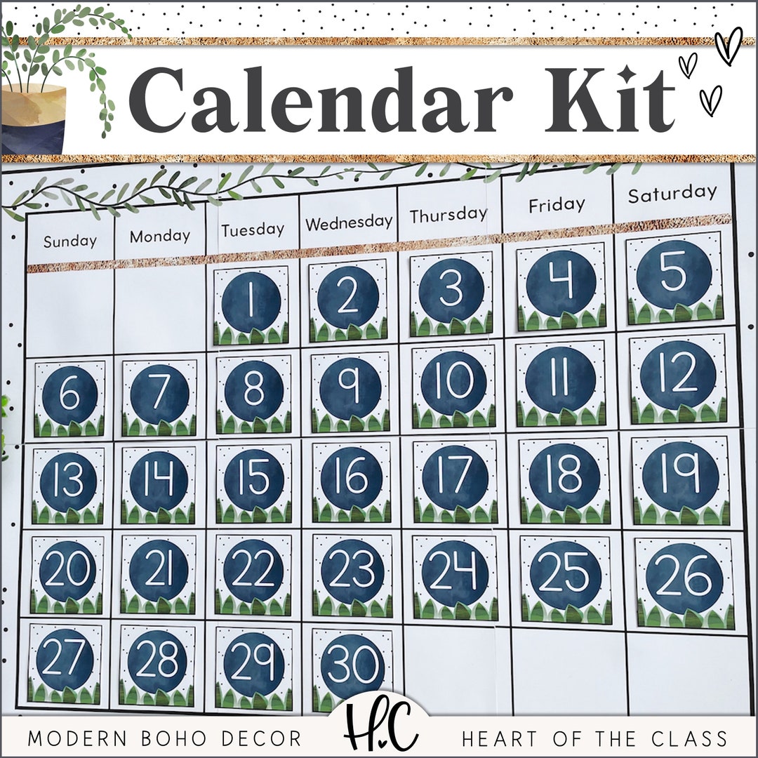 Boho Classroom Calendar | Boho Plants | Editable Classroom Decor - Etsy