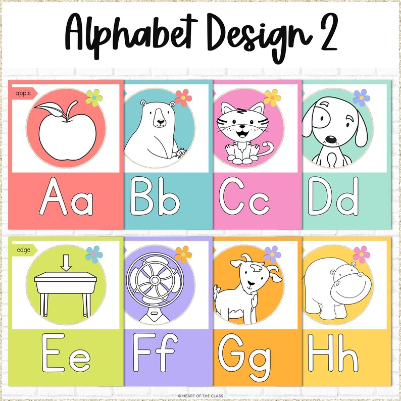 Classroom Alphabet Posters Hello Brights Classroom Decor Printable ...