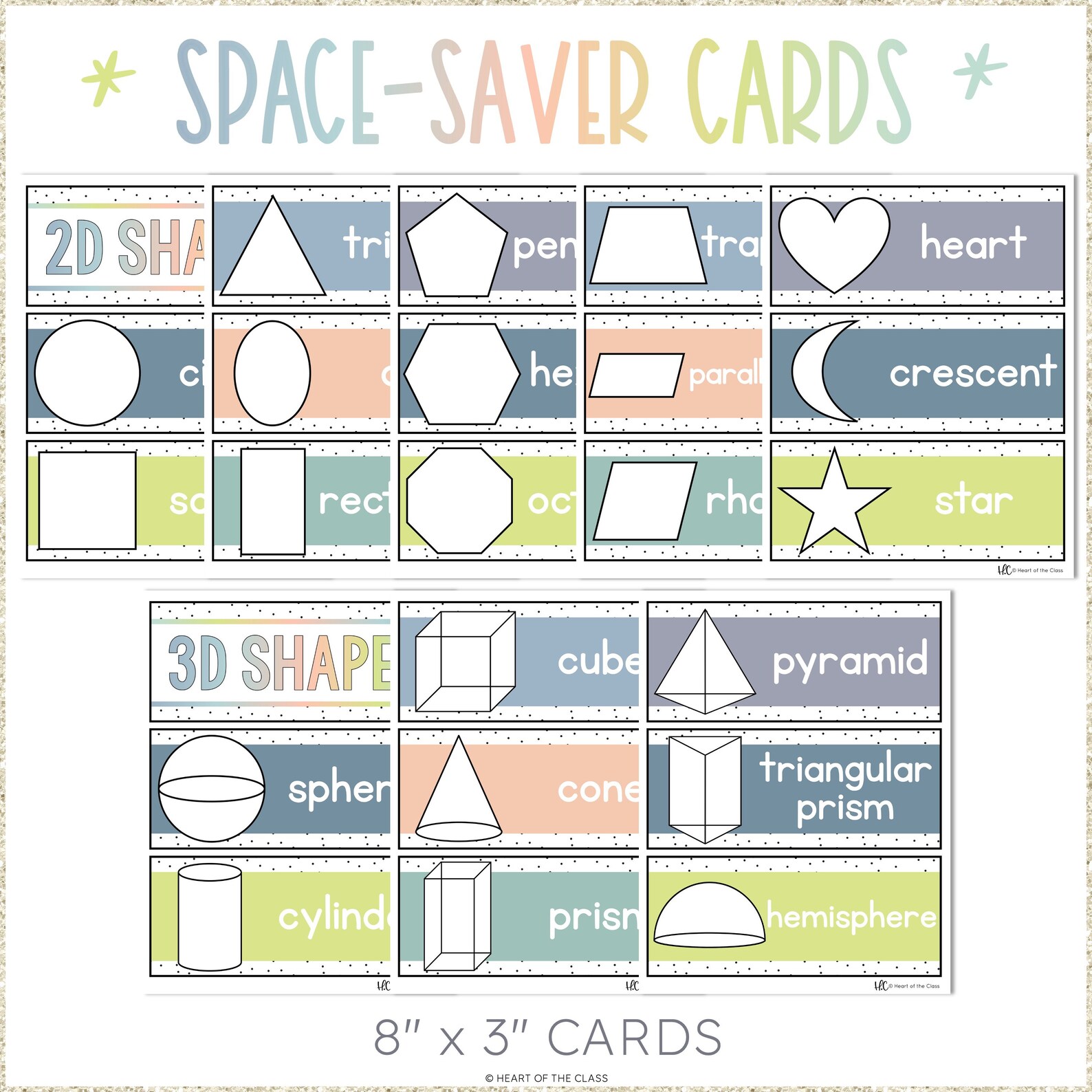 2D and 3D Shape Posters for Classroom and Homeschool With Editable Text ...