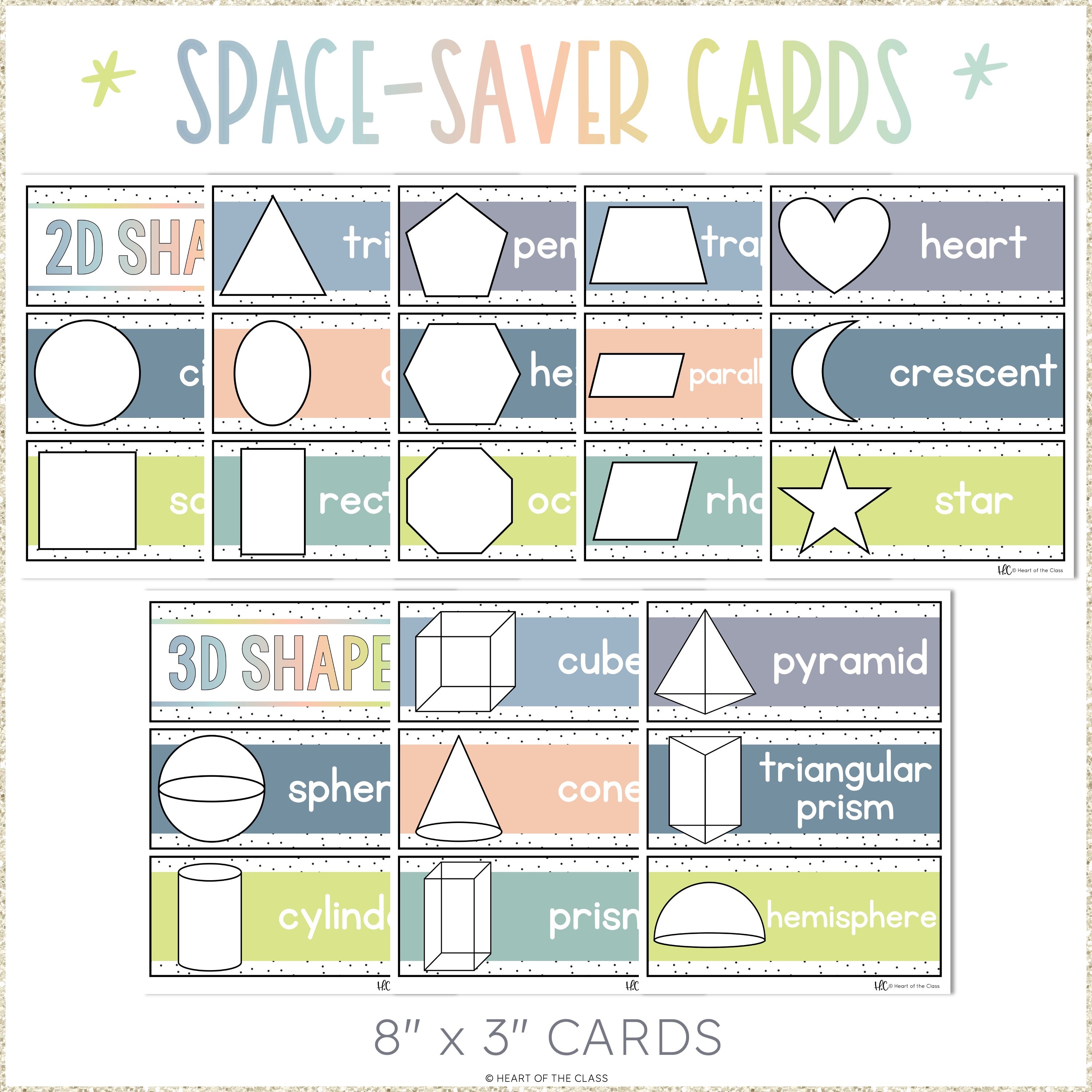 2D and 3D Shape Posters for Classroom and Homeschool With Editable Text ...