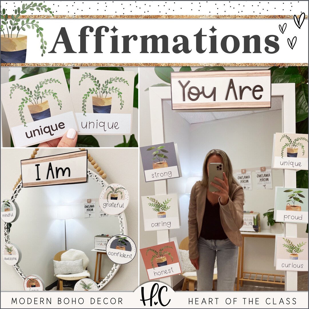 Classroom Affirmation Station | Modern Boho Classroom | Affirmation ...