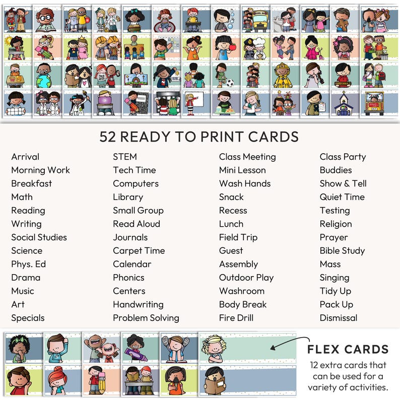 Hello Calm Classroom Visual Schedule Cards With Graphics and Clocks ...