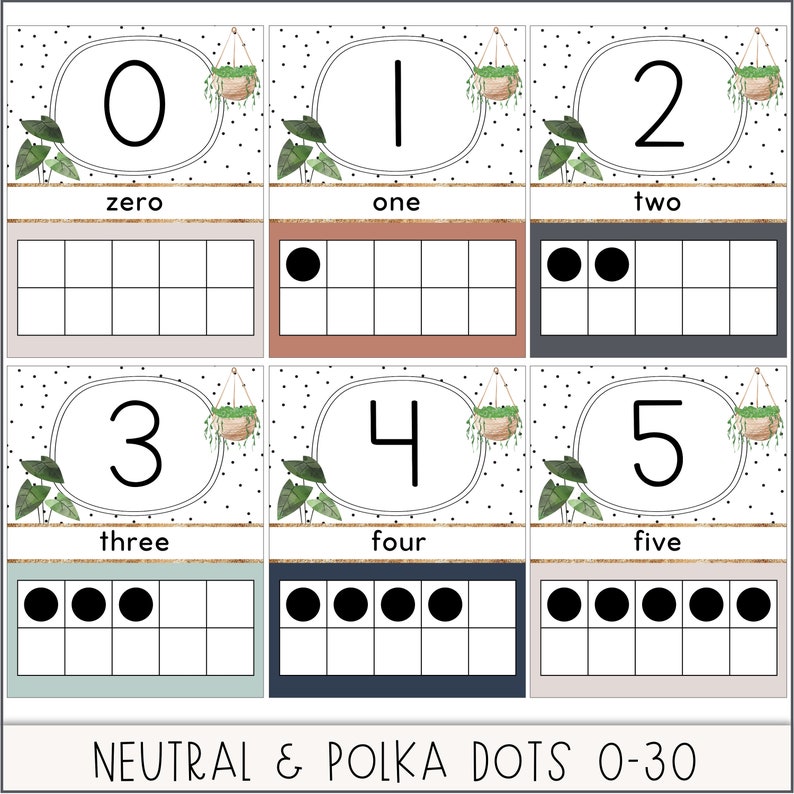 Boho Number Posters | Ten Frame Posters | Number Line | Boho Plants ...