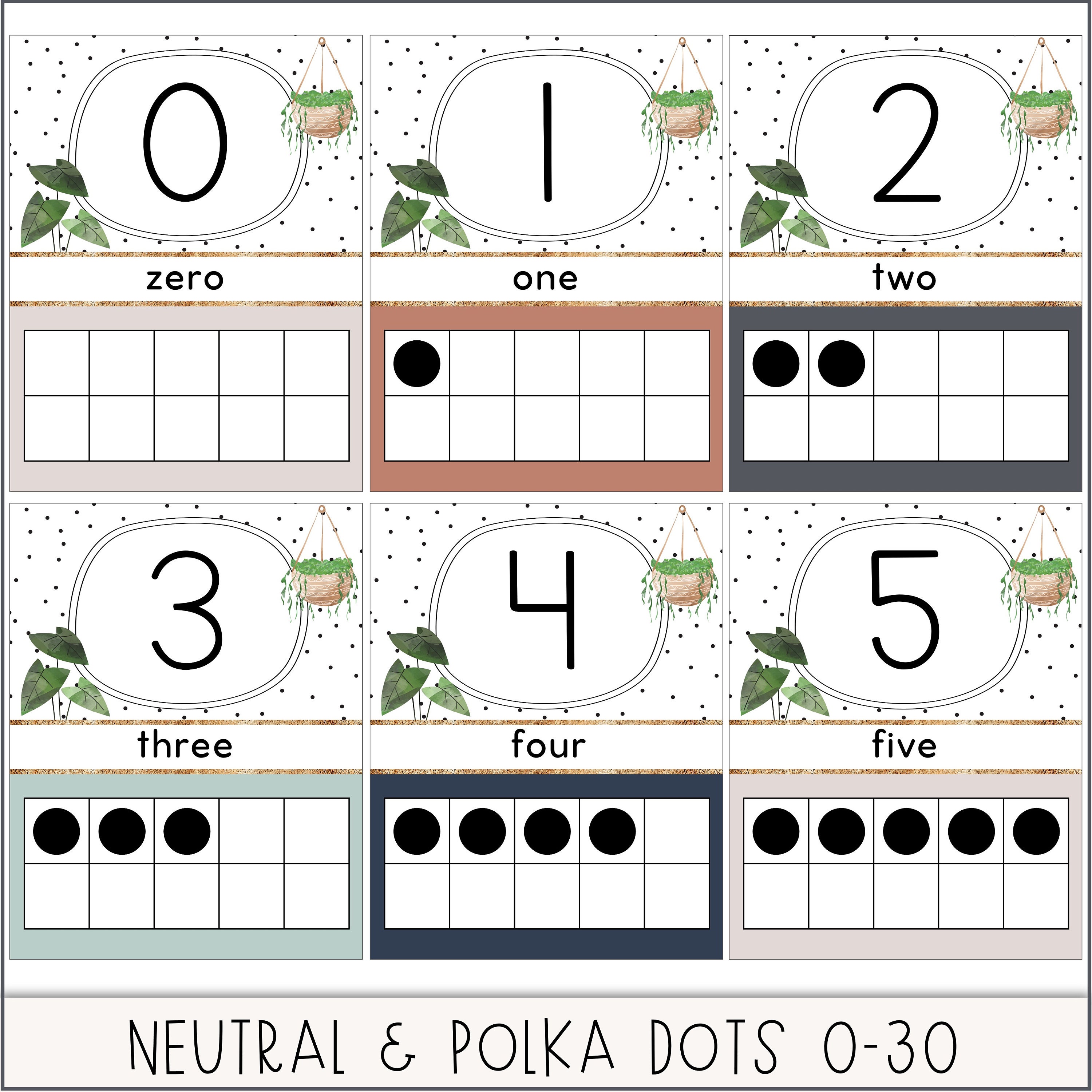 Boho Number Posters Ten Frame Posters Number Line Boho Plants Classroom ...