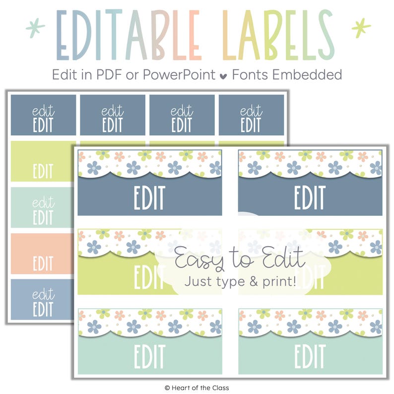 Hello Calm Pastel Classroom Decor: Teacher Toolbox Editable Labels ...